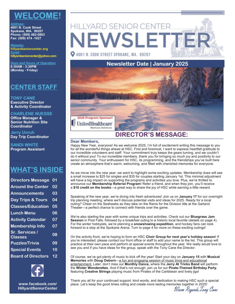Newsletters - Hillyard Senior Center